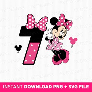 7th Birthday Girl Mouse SVG, PNG, Iron-ons (digital Download) - Etsy