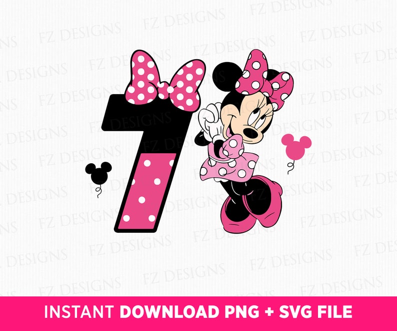 7th Birthday Girl Mouse SVG, PNG, Iron-ons (digital Download) - Etsy