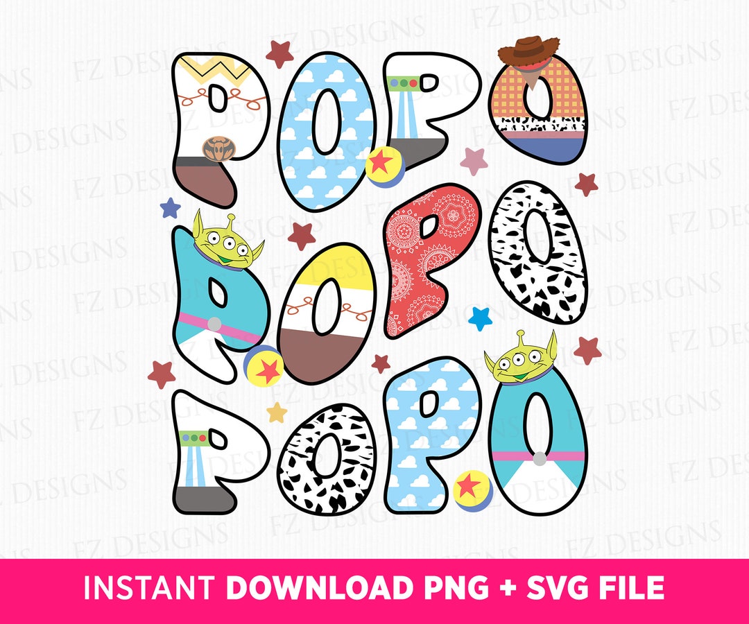 Toy Friends Popo Svg, Wavy Letter Popo Svg, Family Vacation, Family ...