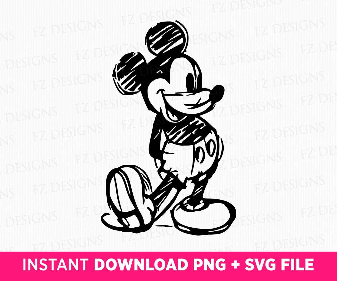 Classic Mouse Sketch Svg, Retro Mouse Svg, Print Ready Mouse, Sketch ...