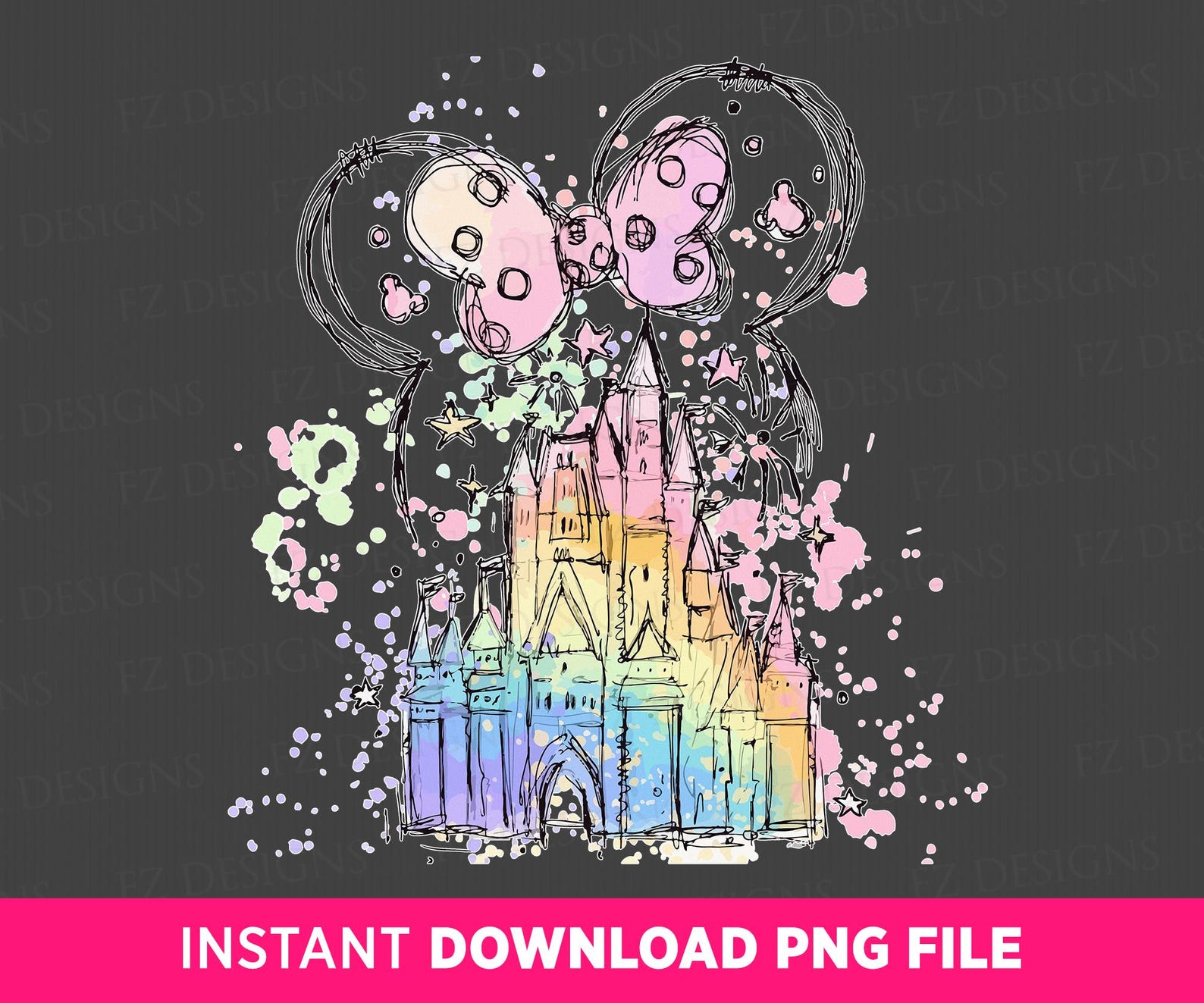 Mouse Ear Castle Png, Watercolor Castle Clipart Png, Magical Kingdom ...