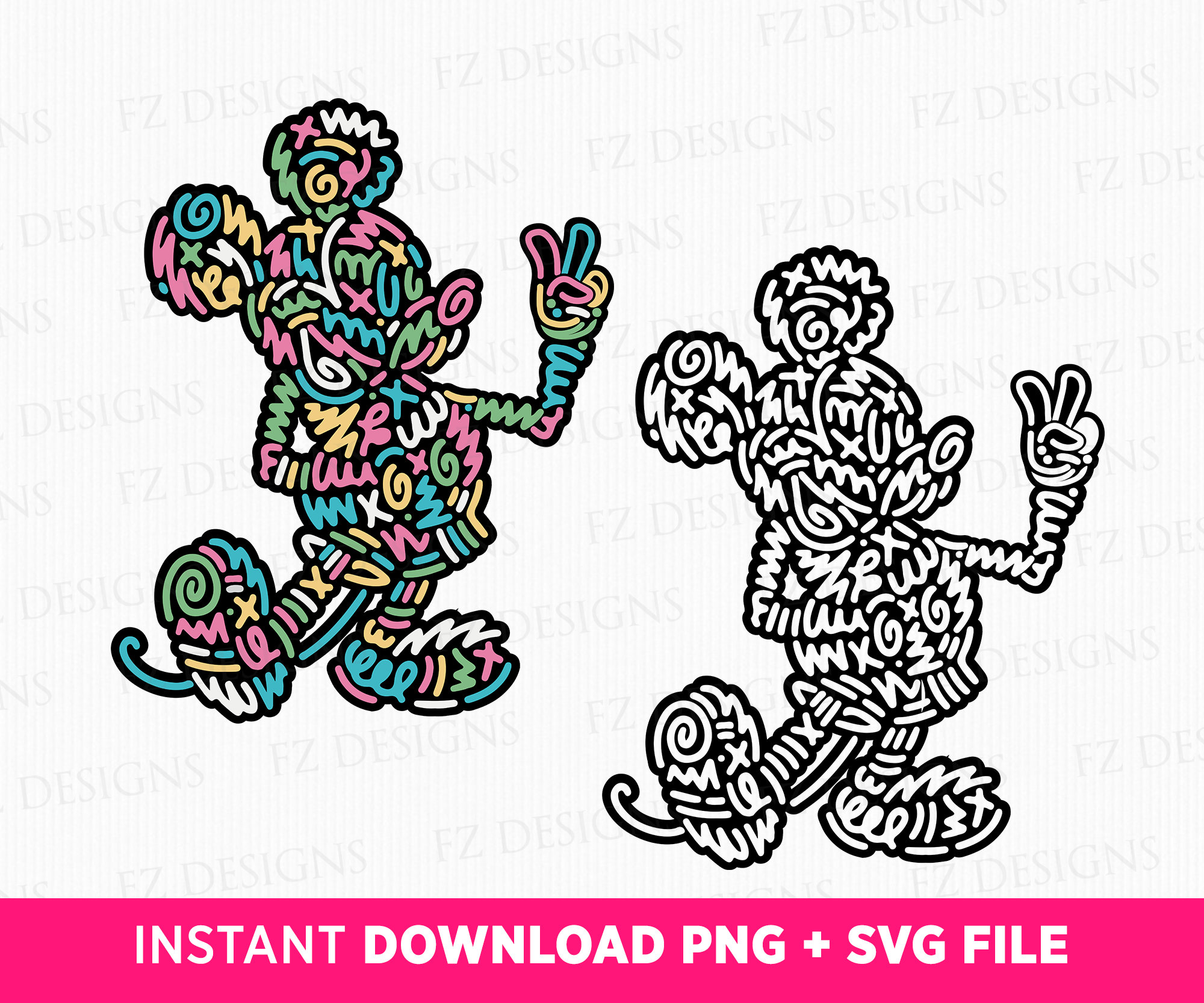 Mouse Sign Hand Svg, Retro Mouse Peace Svg, Print Ready Mouse, Sketch ...