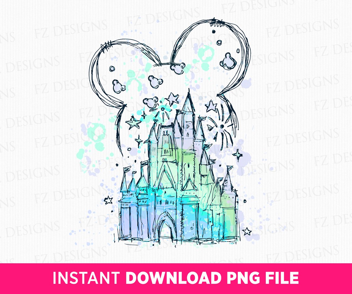 Watercolor Mouse Castle PNG, Family Trip Design (digital Download) - Etsy