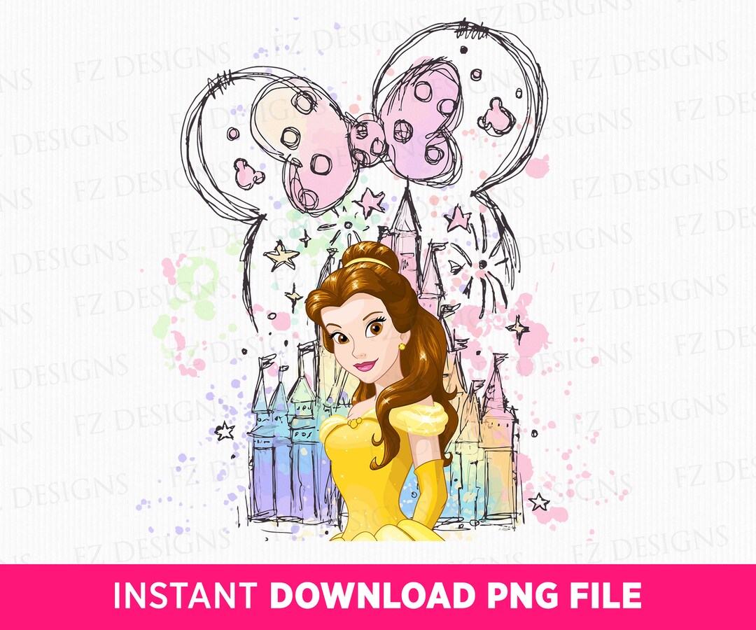 Watercolor Castle With Princess Png, Magical Kindom Png, Mouse Ear ...