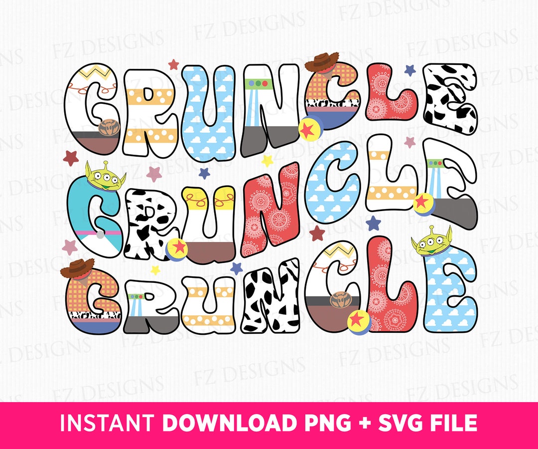 Toy Friends Gruncle Svg, Family Trip Svg, Wavy Letter Gruncle Svg ...