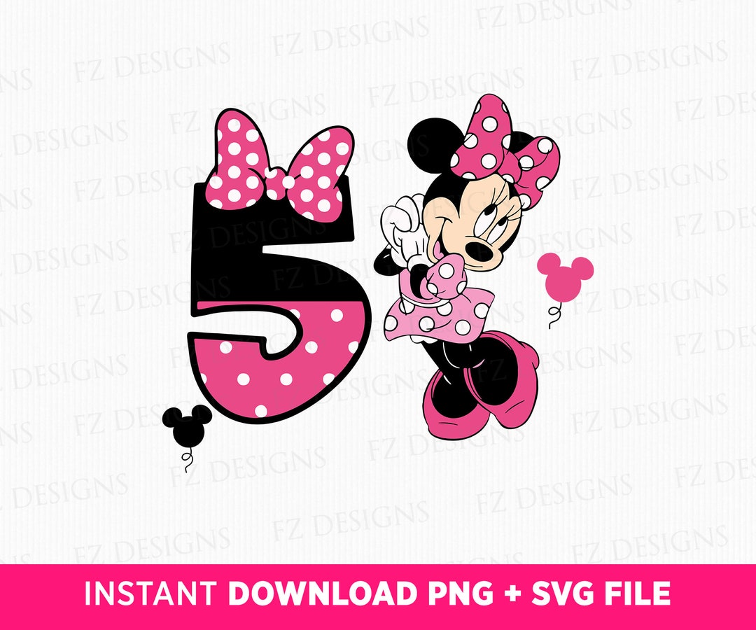 5 Years Old Birthday Svg, Birthday Girl Svg, Cute Mouse Birthday Svg ...