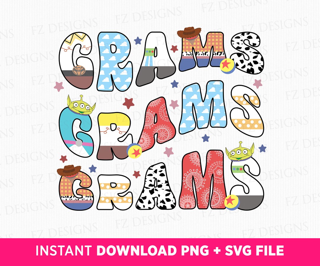 Toy Friends Grams Svg, Family Trip Svg, Wavy Grams Letter Svg, Family ...