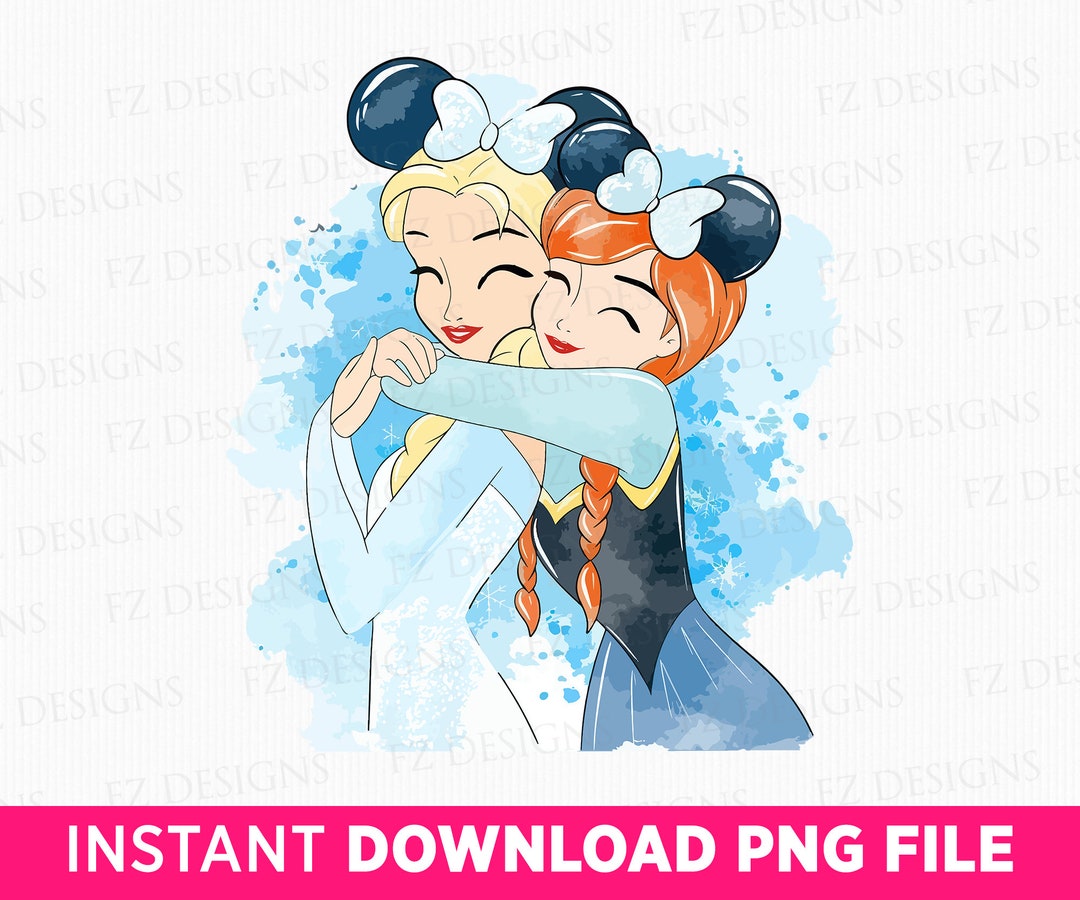 Watercolor Princesses Hugging Png, Besties Princess Png, Friendship Png ...