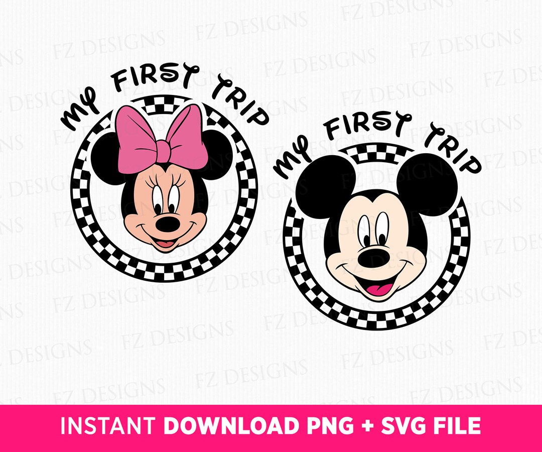 My First Trip Svg, Bundle Family Vacation Svg, Checkered Mouse Svg ...