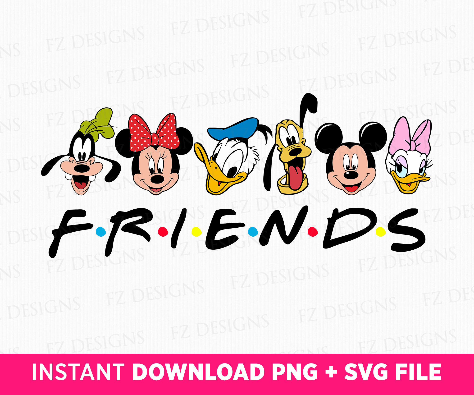 Mouse and Friends Svg, Best Friends Svg, Friends on the Line Svg ...