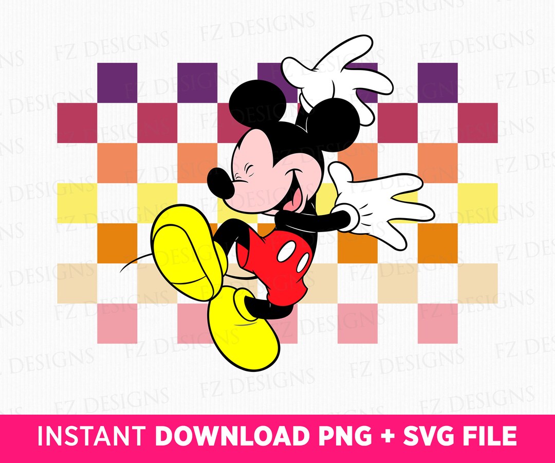 Checkered Funny Mouse Svg, Retro Mouse Svg, Mouse Smiling Svg, Colorful ...