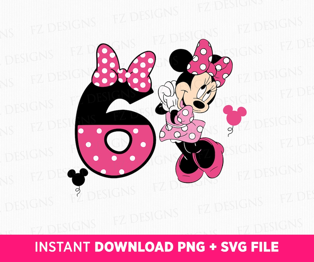 6 Years Old Birthday Svg, Cute Mouse Birthday Svg, Birthday Girl Svg ...