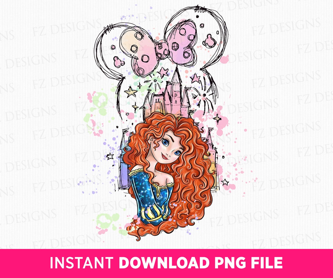 Watercolor Princess Png, Watercolor Magical Kingdom Png, Mouse Ear ...