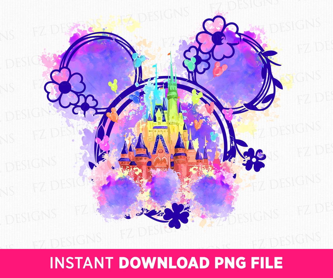 Watercolor Magical Kingdom Png, Mouse Ear Castle Png, Family Trip Png ...
