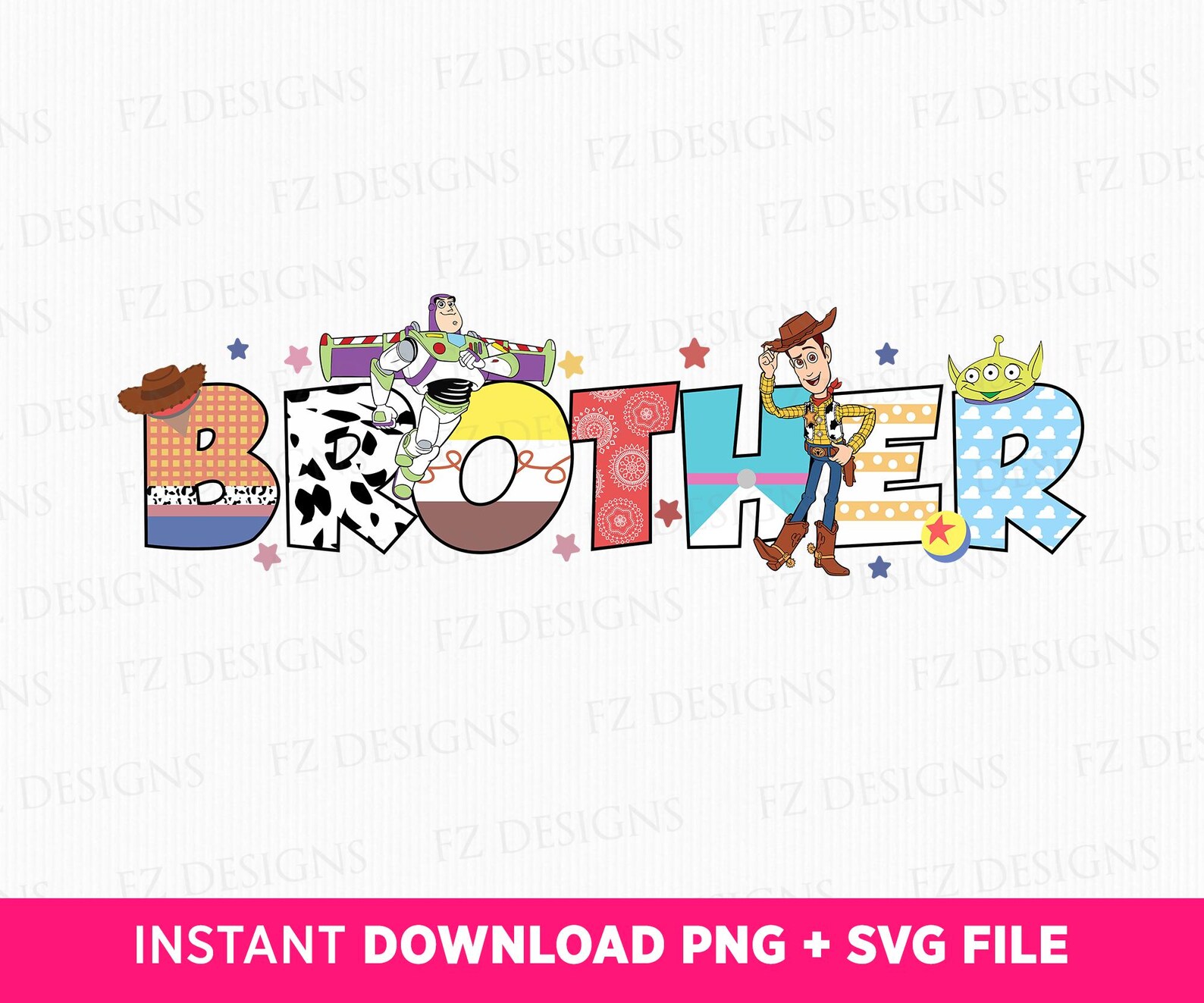 Toy Friends Brother Svg, Family Trip Svg, Brother Letters Svg, Wavy ...