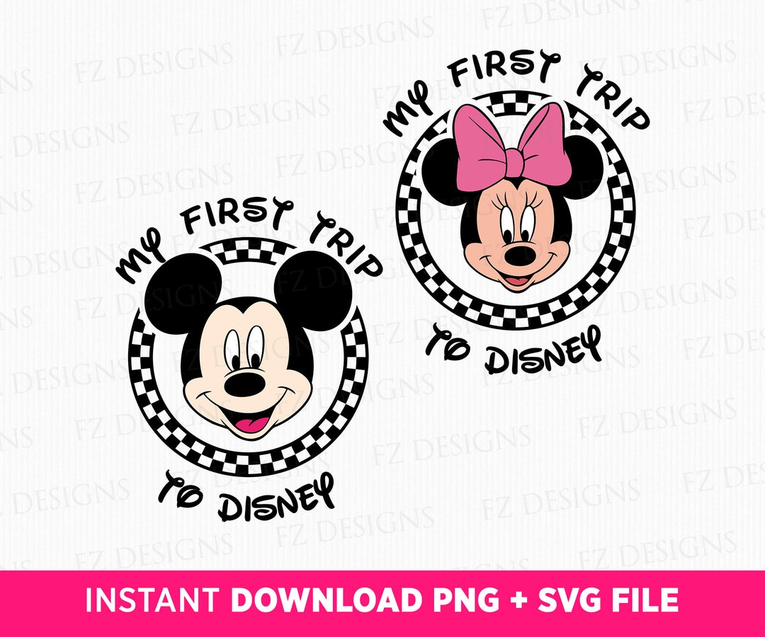 My First Trip Svg, Checkered Mouse and Friend Svg, Family Trip Svg ...