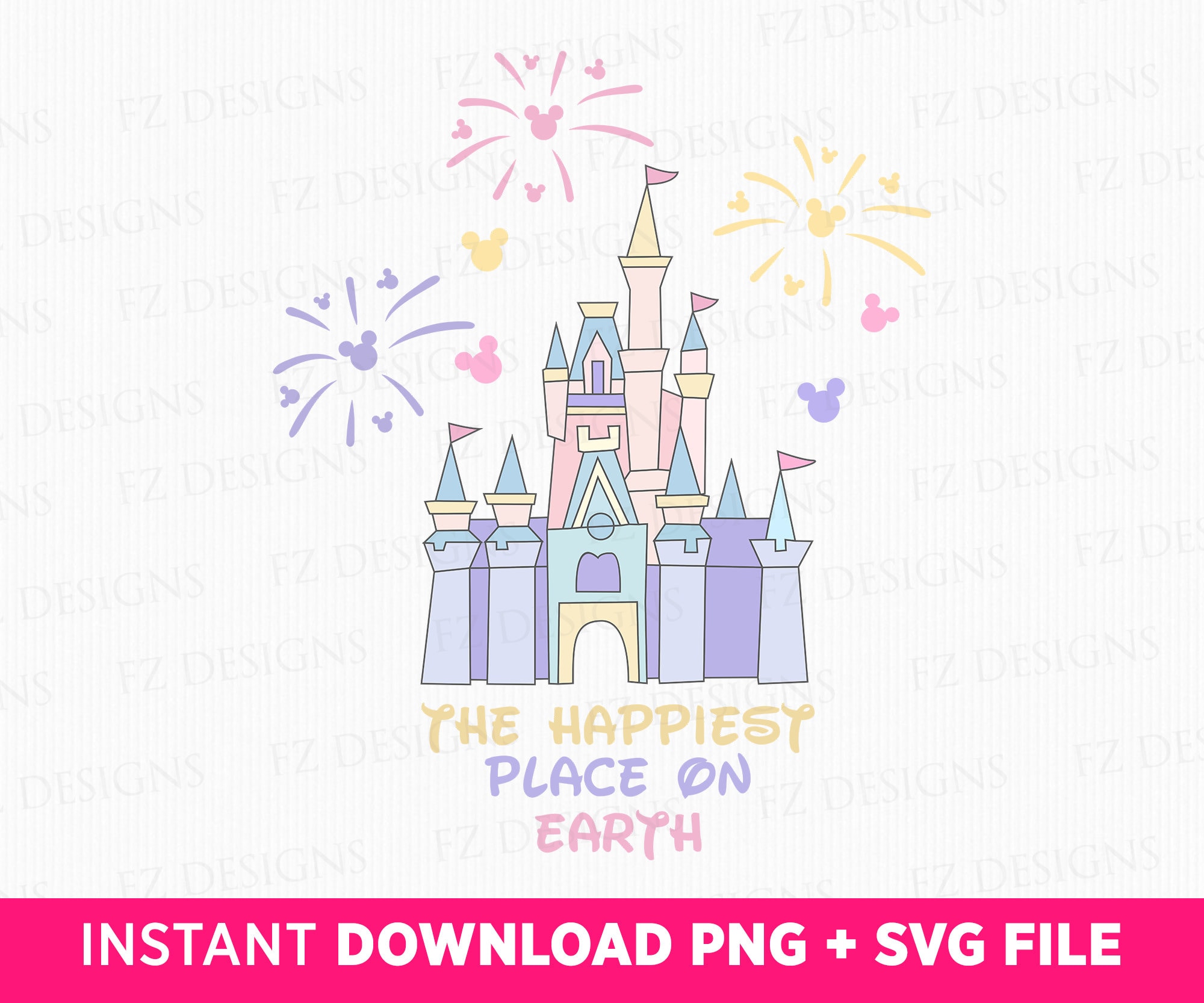 The Happiest Place on Earth Svg, Soft Color Castle Clipart Svg, Family ...