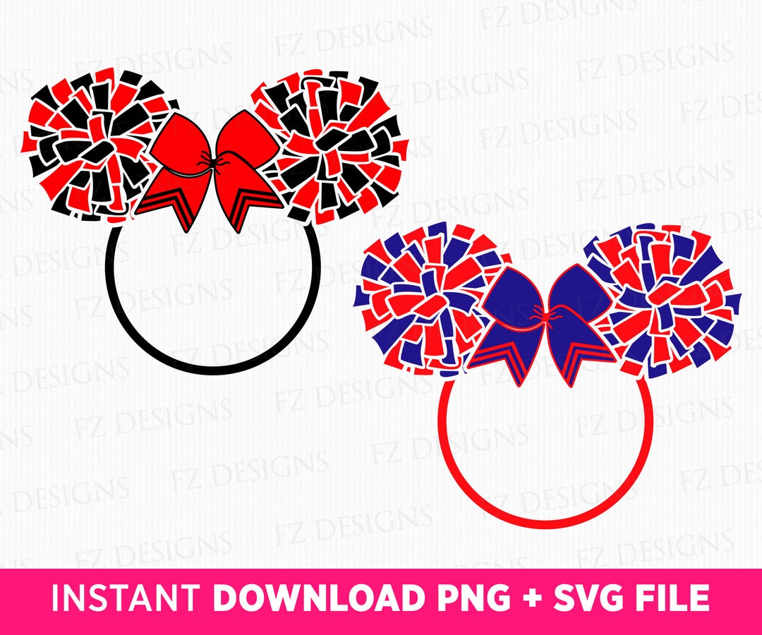 Cheerleader Mouse Head Svg, Pom Pom Mouse Svg, Cheer Girl Svg, Cheer ...