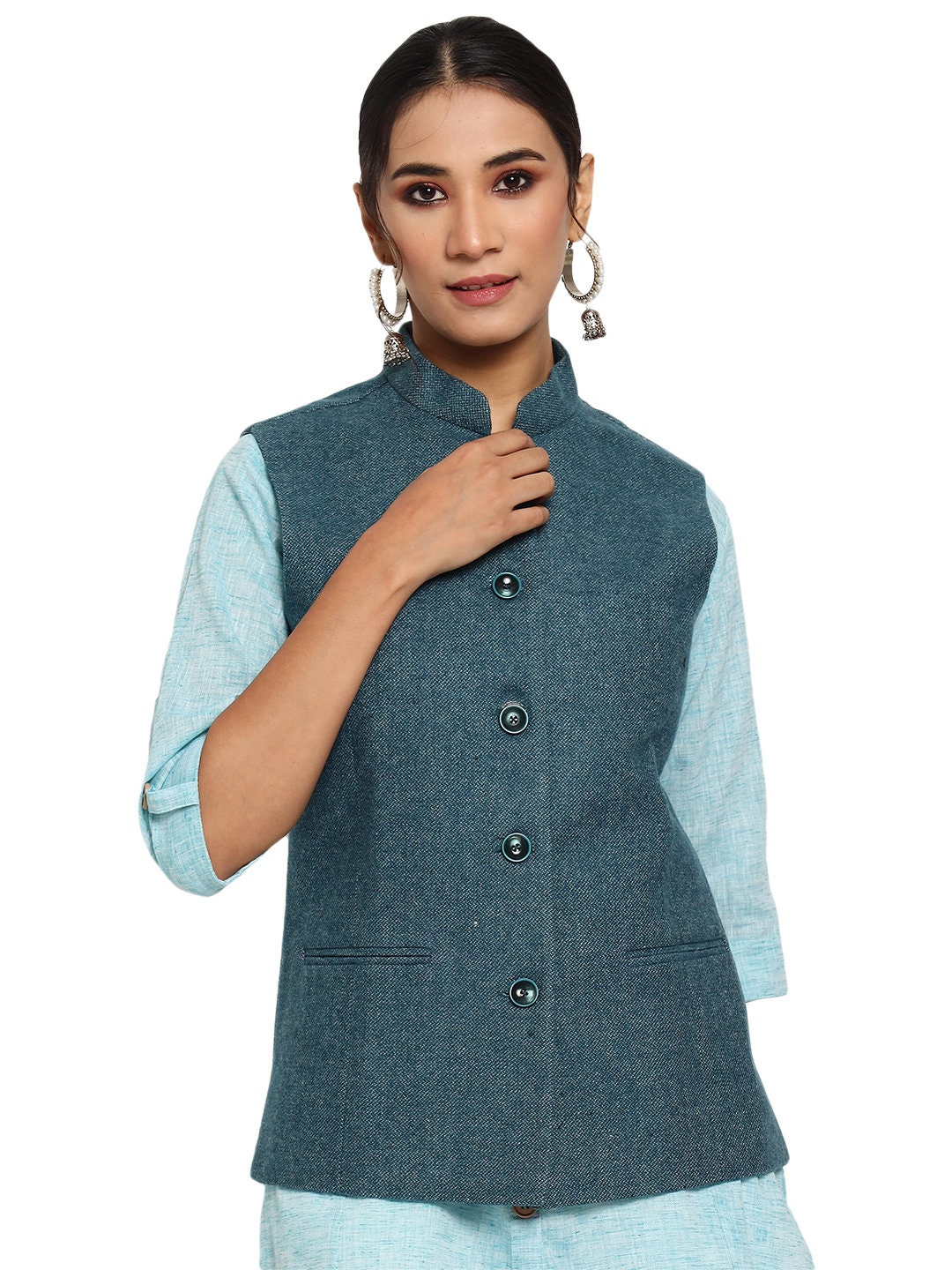 Women's Pure Wool Indian Traditional Nehru Jacket Modi Jacket for ...