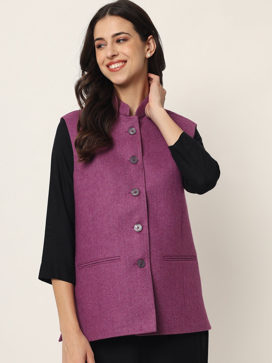 Women's Pure Wool Indian Traditional Nehru Jacket Modi Jacket for ...