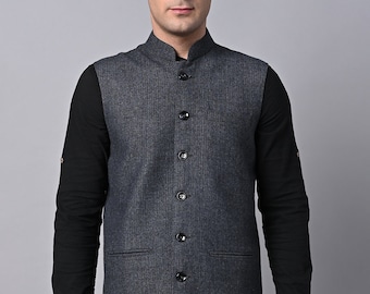 Men's Pure Wool Indian Traditional Nehru Jacket Modi Jacket for Wedding ...