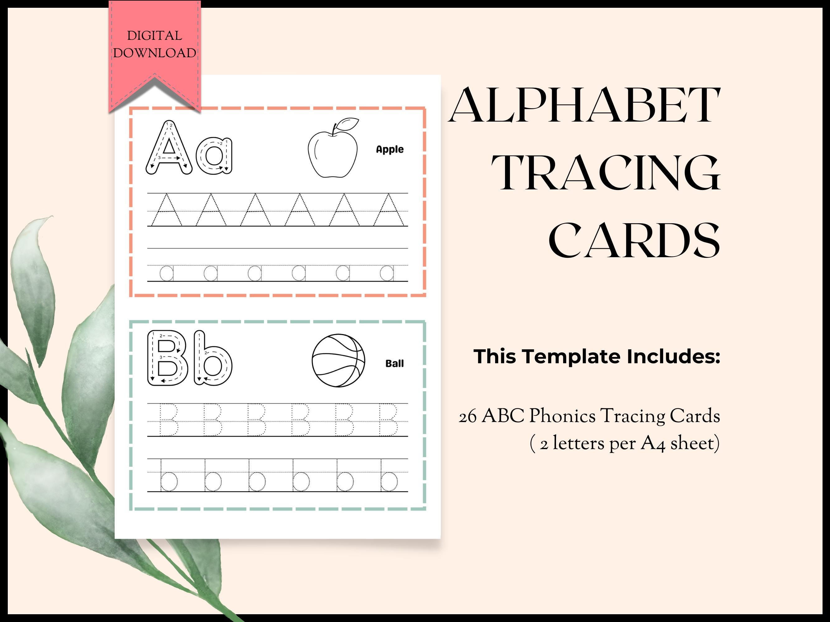 Alphabet Tracing Worksheets for Kids, Printable Letter Tracing & ABC ...