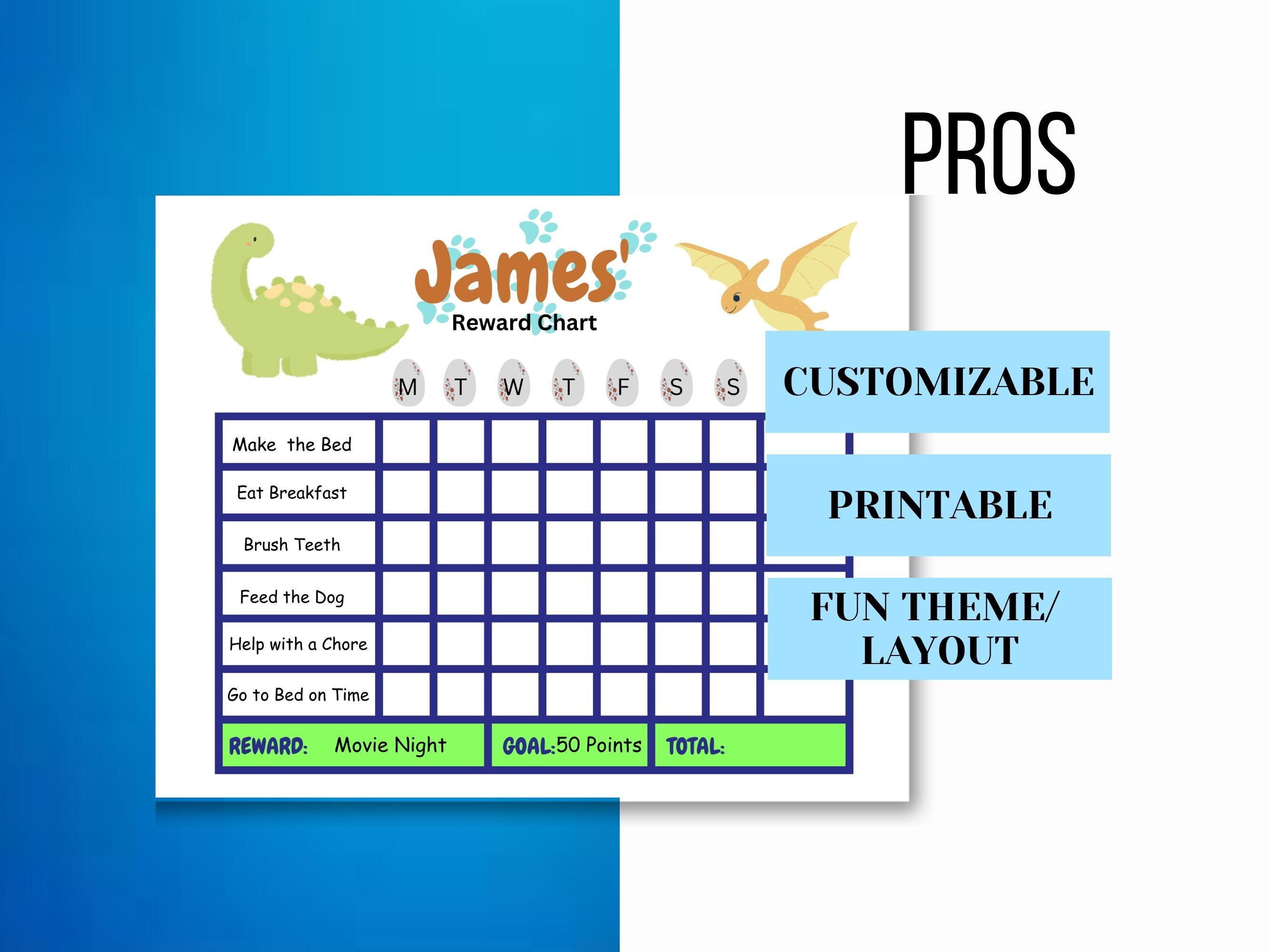 Reward Chart, Editable Chore Chart, Printable Kids Routine Chart ...