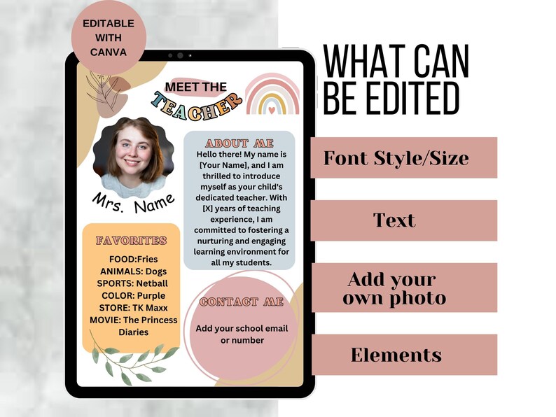 Meet the Teacher, Boho Meet the Teacher, Editable Meet the Teacher ...