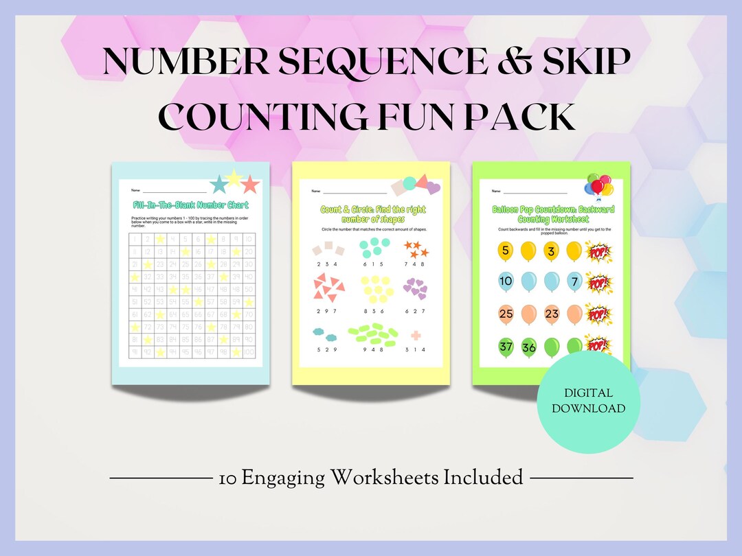 Number Sequence Worksheets, Skip Counting Printables, Mathematics ...
