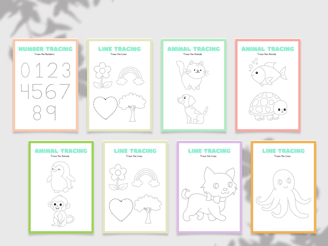 30 Preschool Tracing Worksheets: Practice Sheets for Pre K, Printable ...
