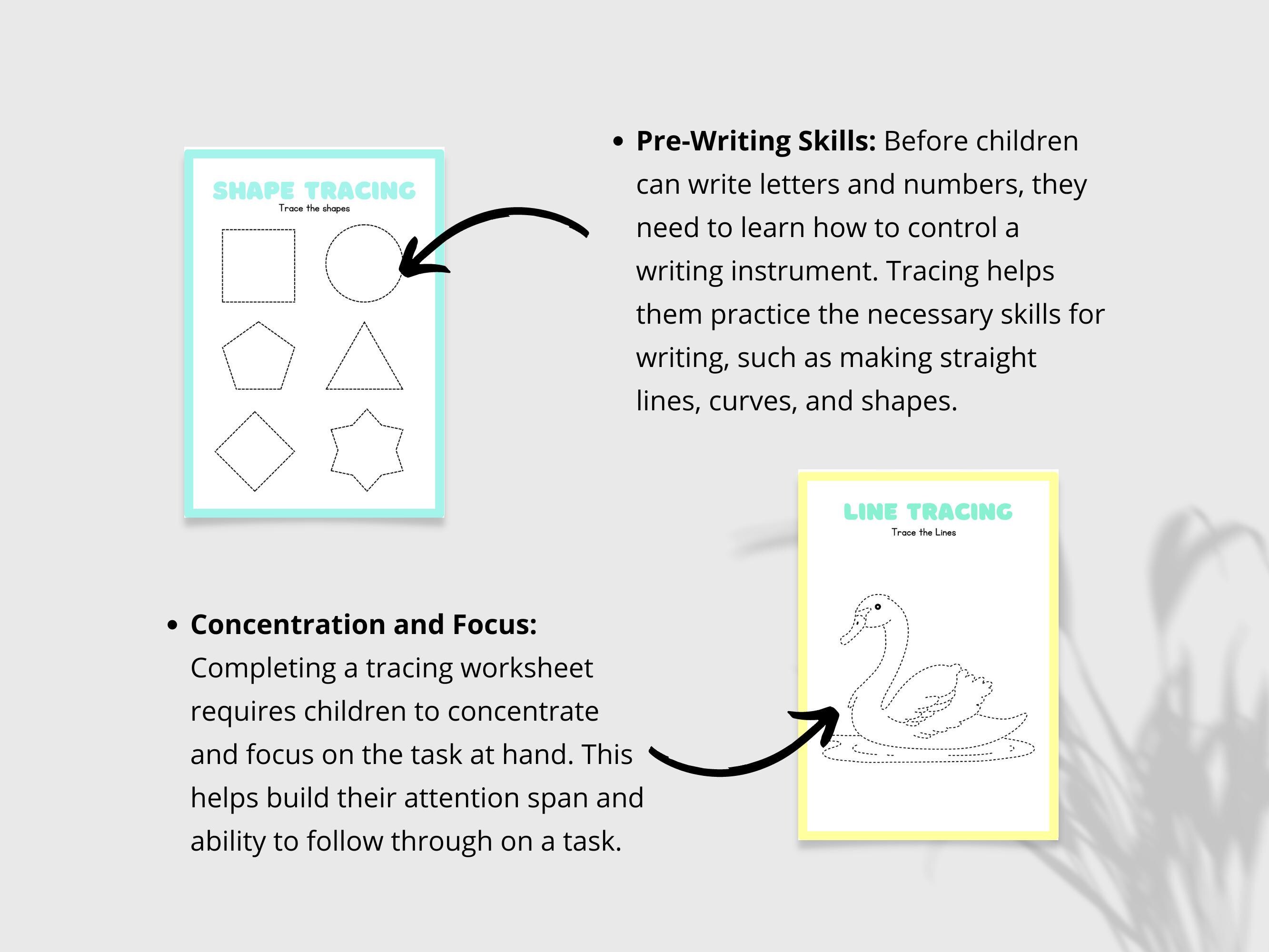 30 Preschool Tracing Worksheets: Practice Sheets for Pre K, Printable ...