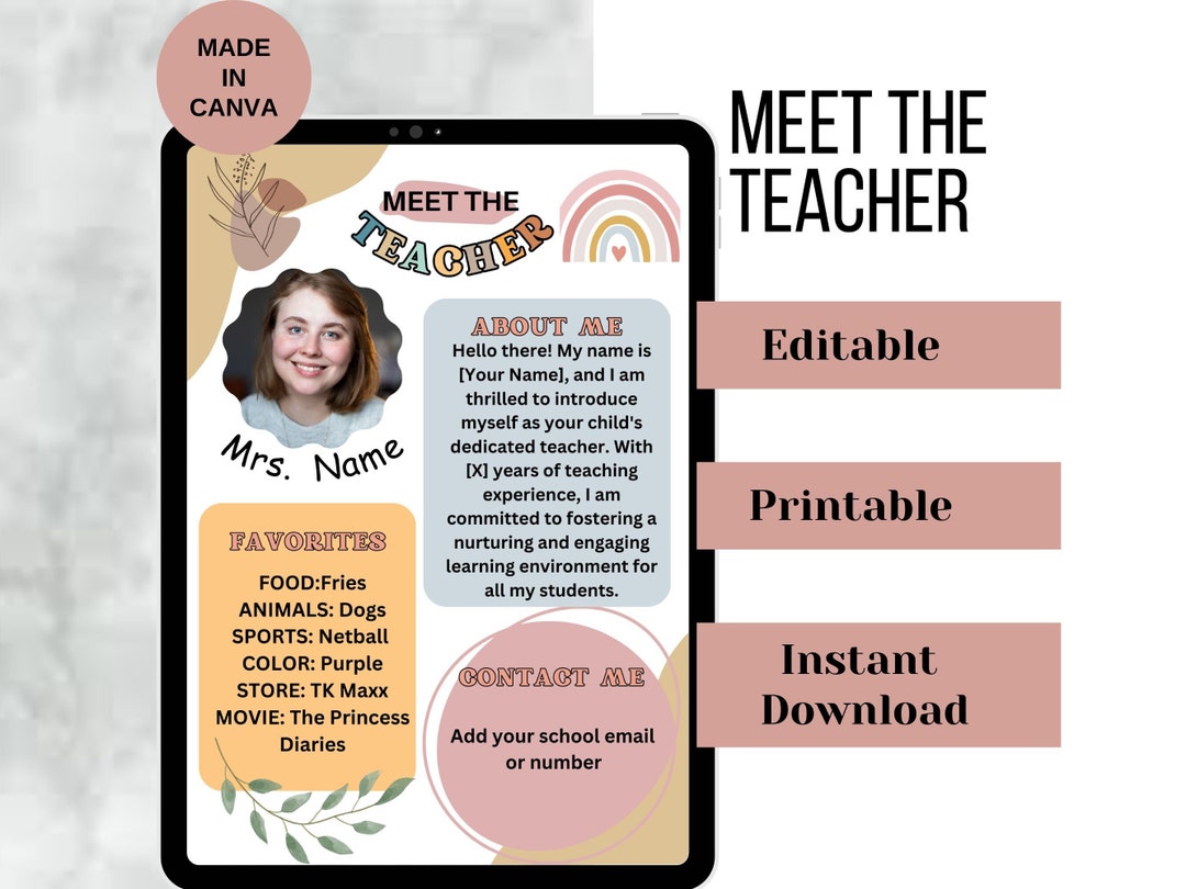 Meet the Teacher, Boho Meet the Teacher, Editable Meet the Teacher ...