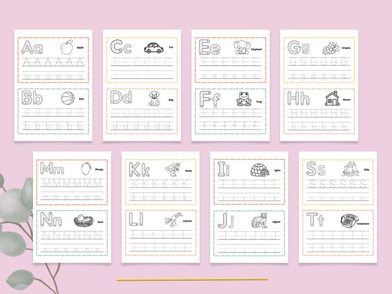 Alphabet Tracing Worksheets for Kids, Printable Letter Tracing & ABC ...