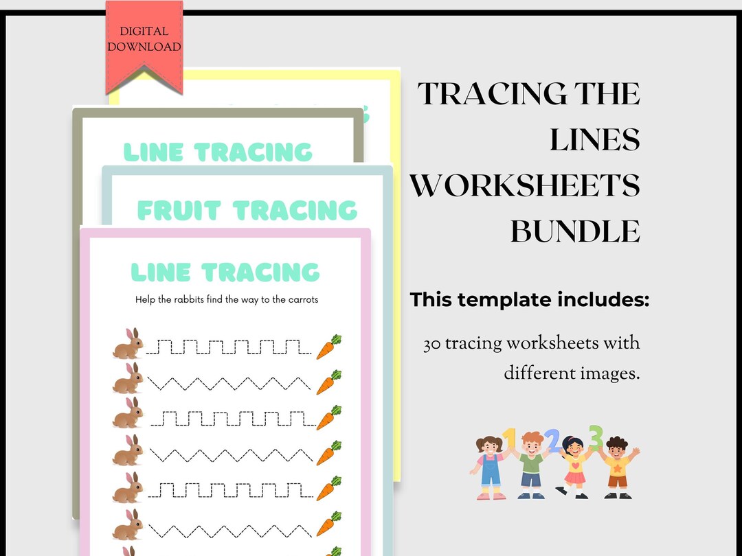 30 Preschool Tracing Worksheets: Practice Sheets for Pre K, Printable ...