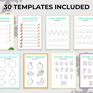 30 Preschool Tracing Worksheets: Practice Sheets for Pre K, Printable ...