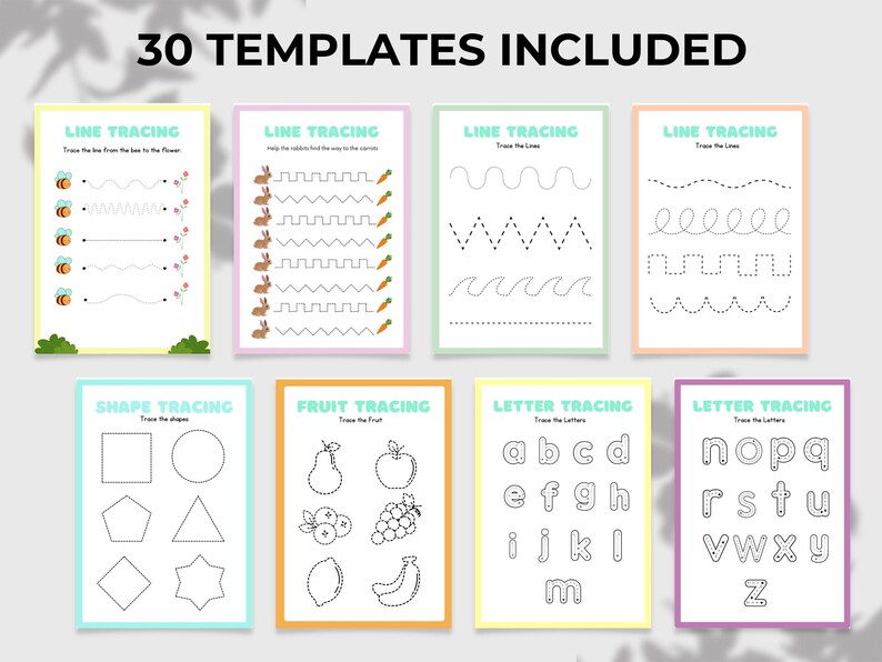 30 Preschool Tracing Worksheets: Practice Sheets for Pre K, Printable ...