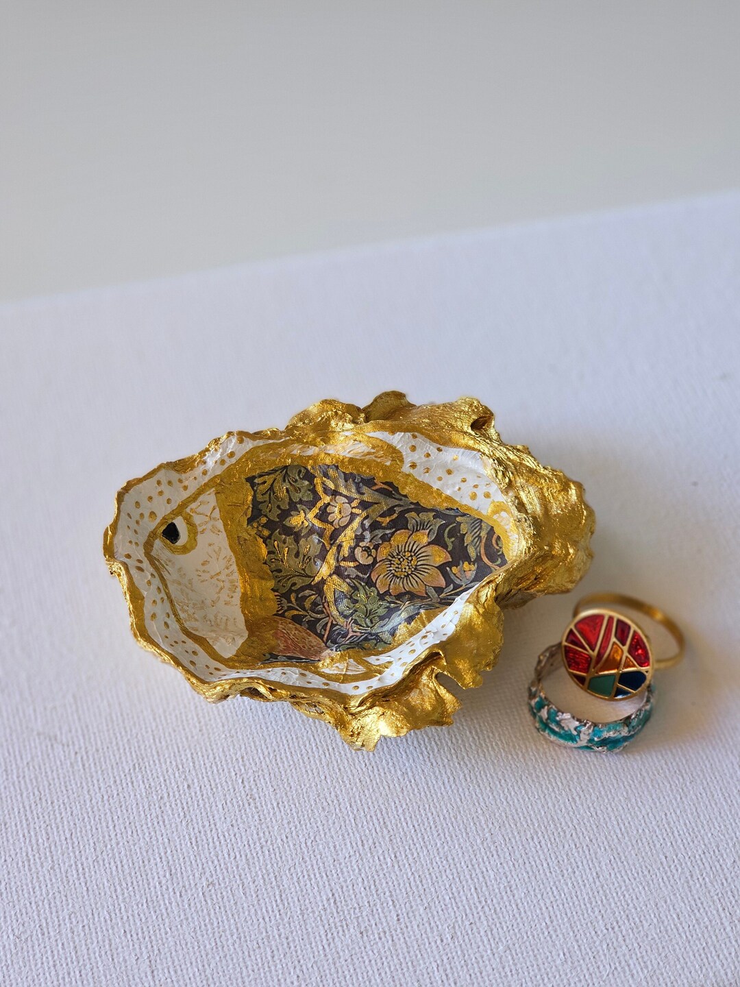 Decoupage Fish Ornament Shell Trinket Dish, Ring or Jewellery Dish ...