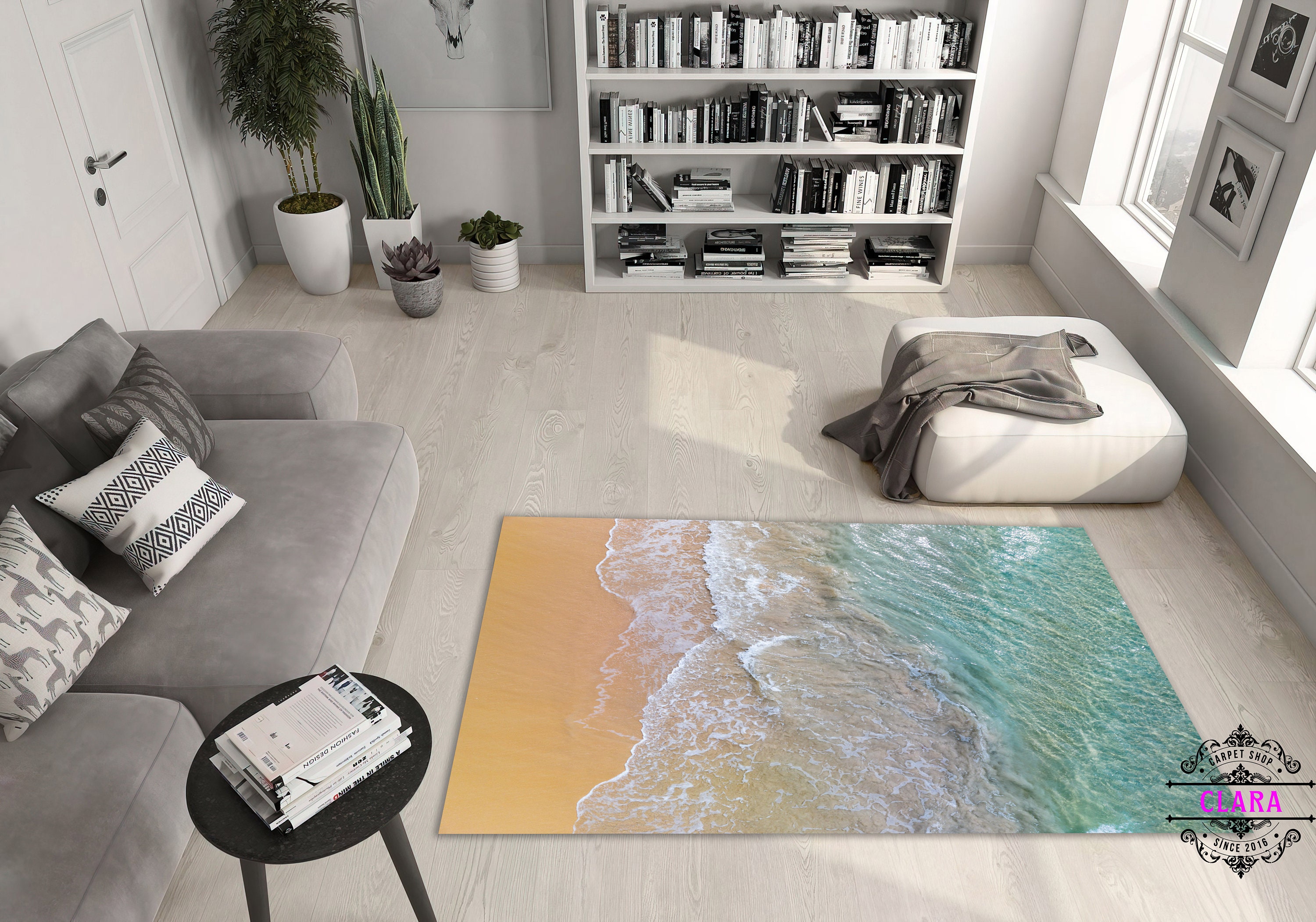 Sea Surface Beach Rug, Realistic Beach Wave Surface Rug, Summer Decor ...