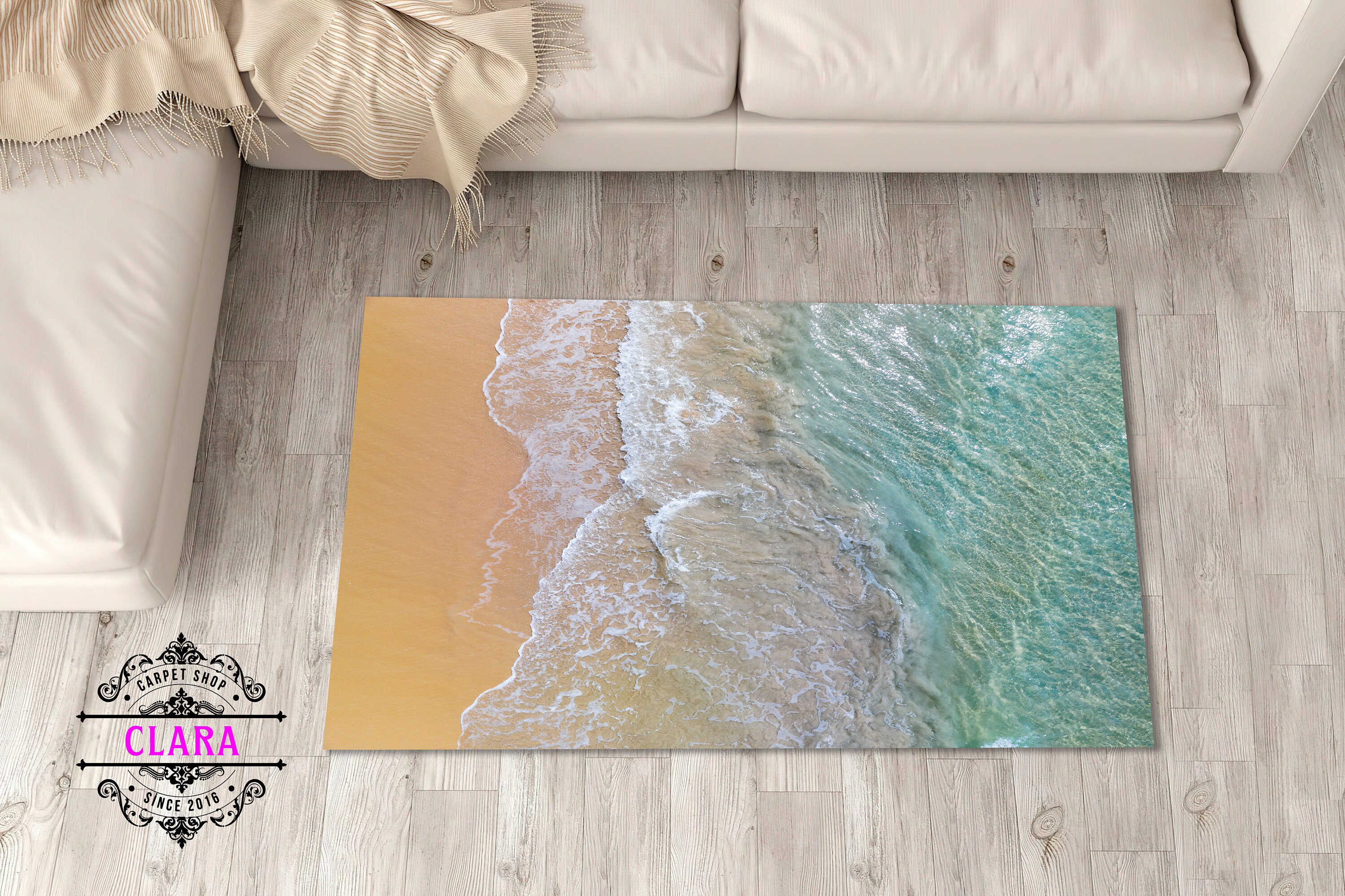Sea Surface Beach Rug, Realistic Beach Wave Surface Rug, Summer Decor ...
