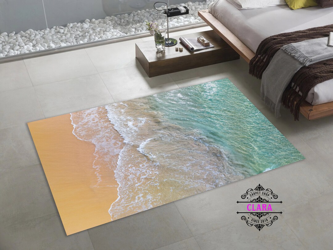 Sea Surface Beach Rug, Realistic Beach Wave Surface Rug, Summer Decor ...
