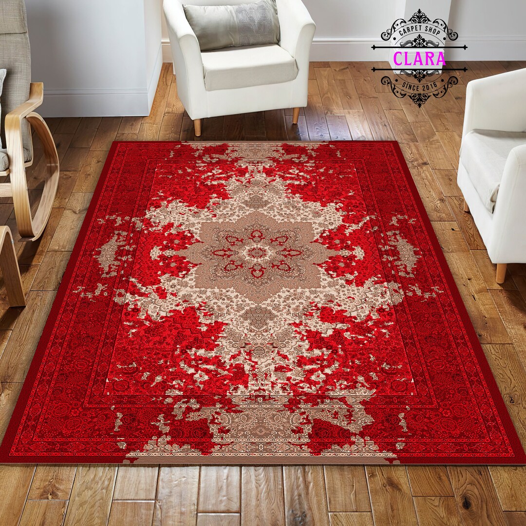 Red Oriental Rug, Boho Decor, Area Rug , Vintage Persian Style ...