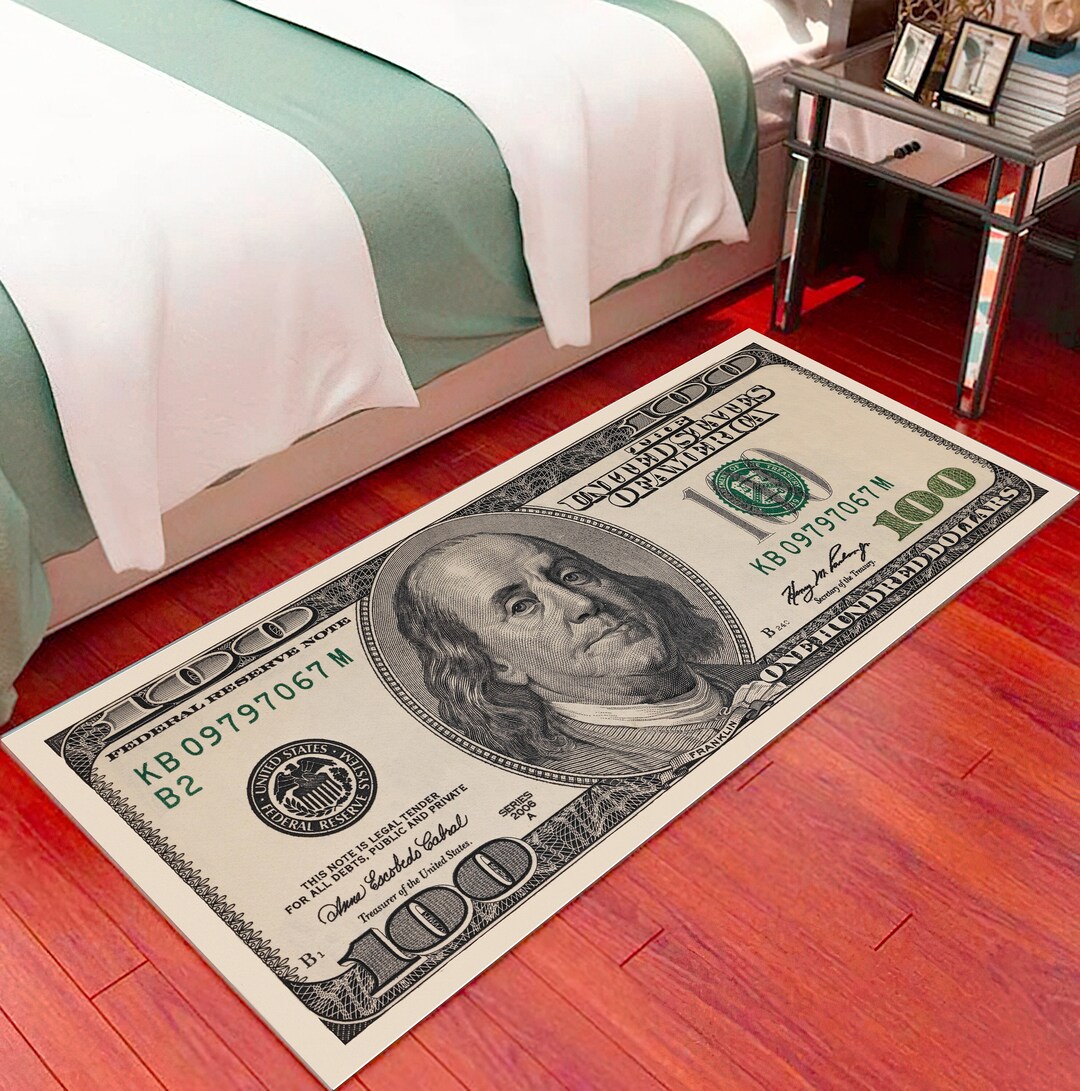 Benjamin Franklin 100 Dollar Runner Mat, Dollar Rug, Money Rug, 100 ...