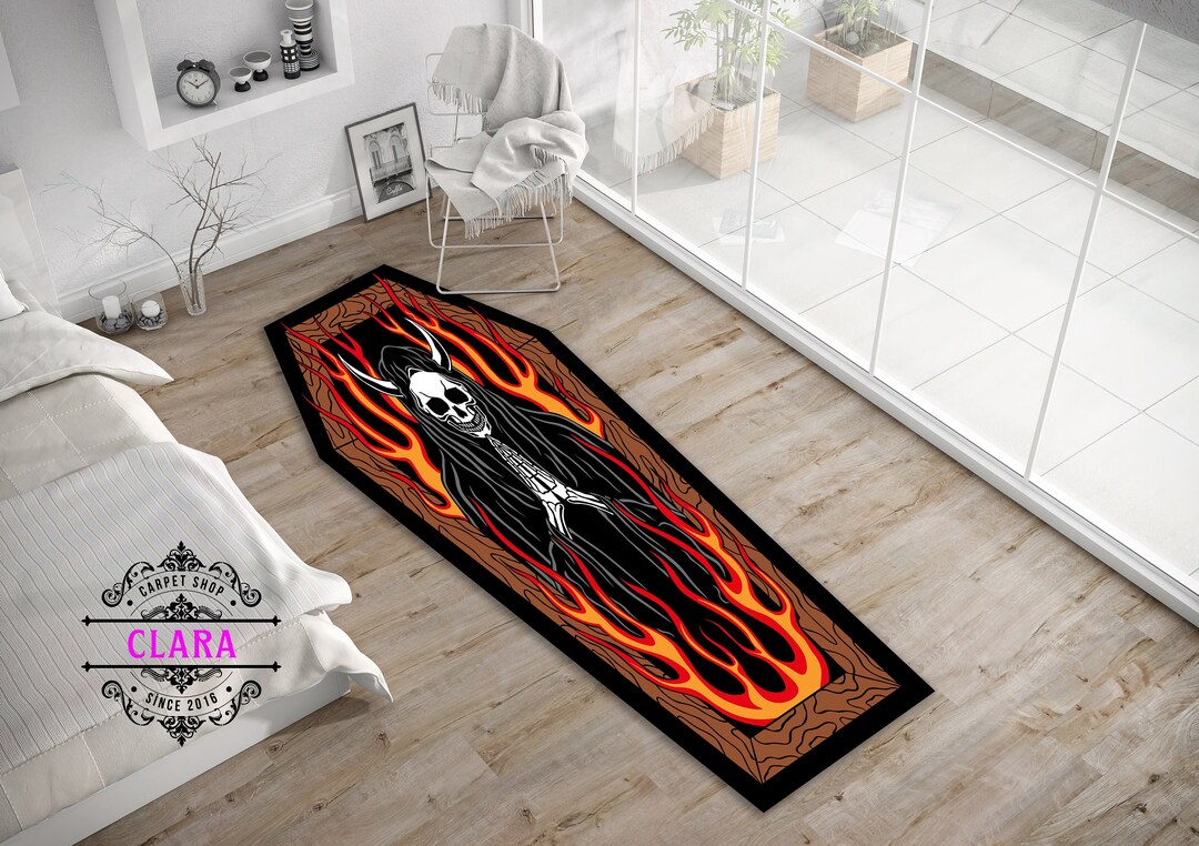 GHOST COFFIN RUG, Gothic Skull Rug, Halloween Mat, Creepy Carpet, Home ...