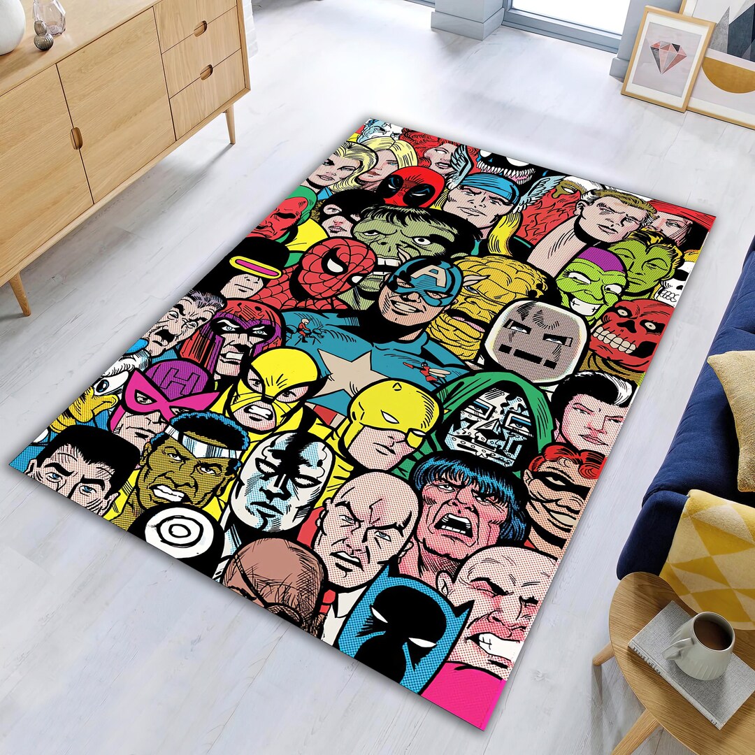 Avengers Rug, Avengers Decor, Superhero Marvel Carpet, Fantastic ...