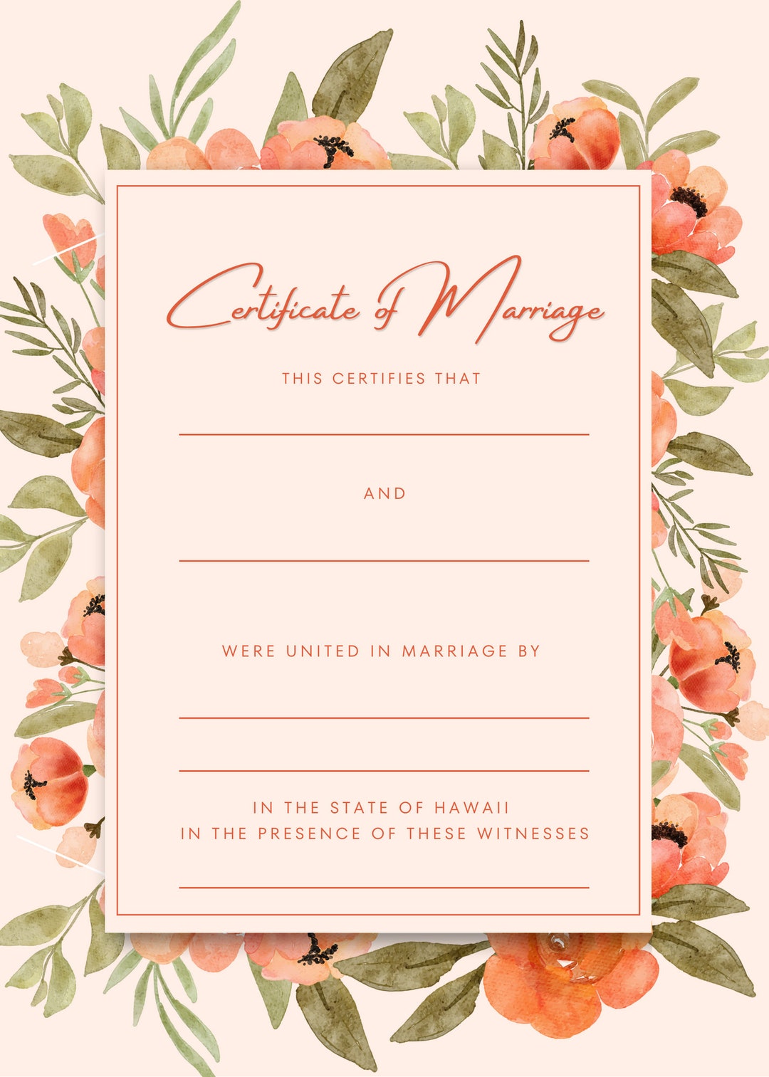 Wedding Ceremony Certificate - Etsy