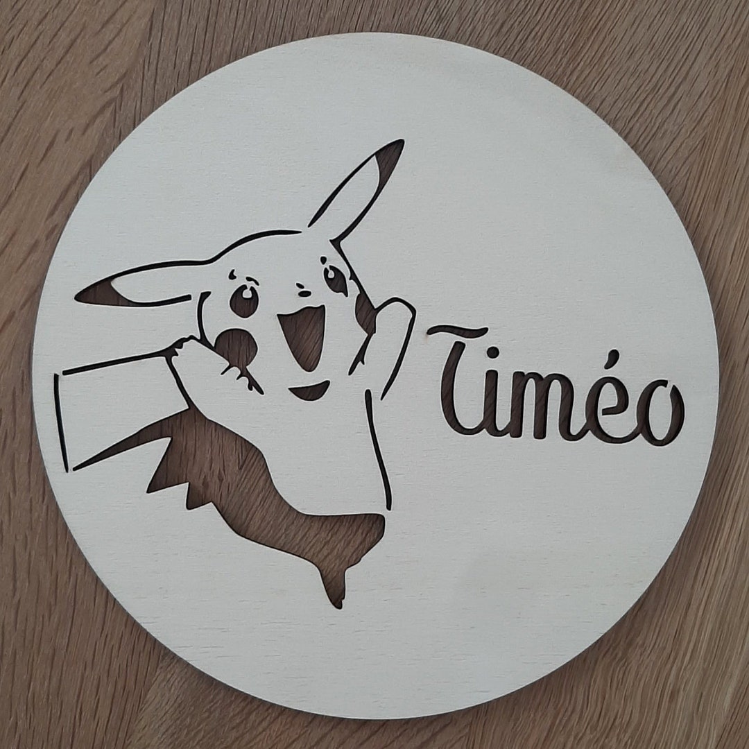 Personalized Pikachu Door Sign. Wooden Wall Decoration for - Etsy