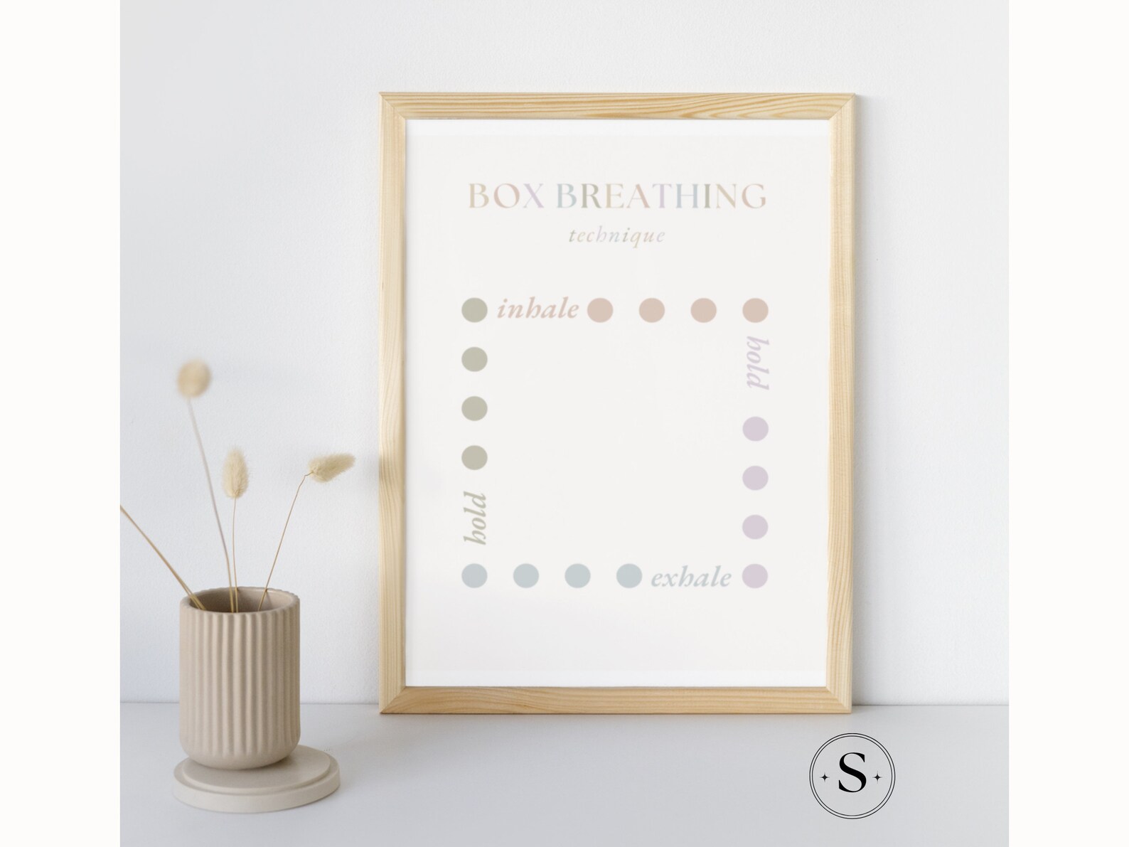 Box Breathing Grounding Technique Poster Colour | Negative Thought ...