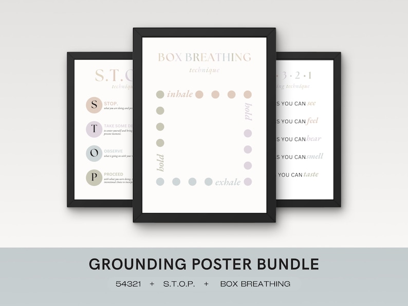 Grounding Technique Poster Bundle: Mindfulness Classroom Decor (digital ...