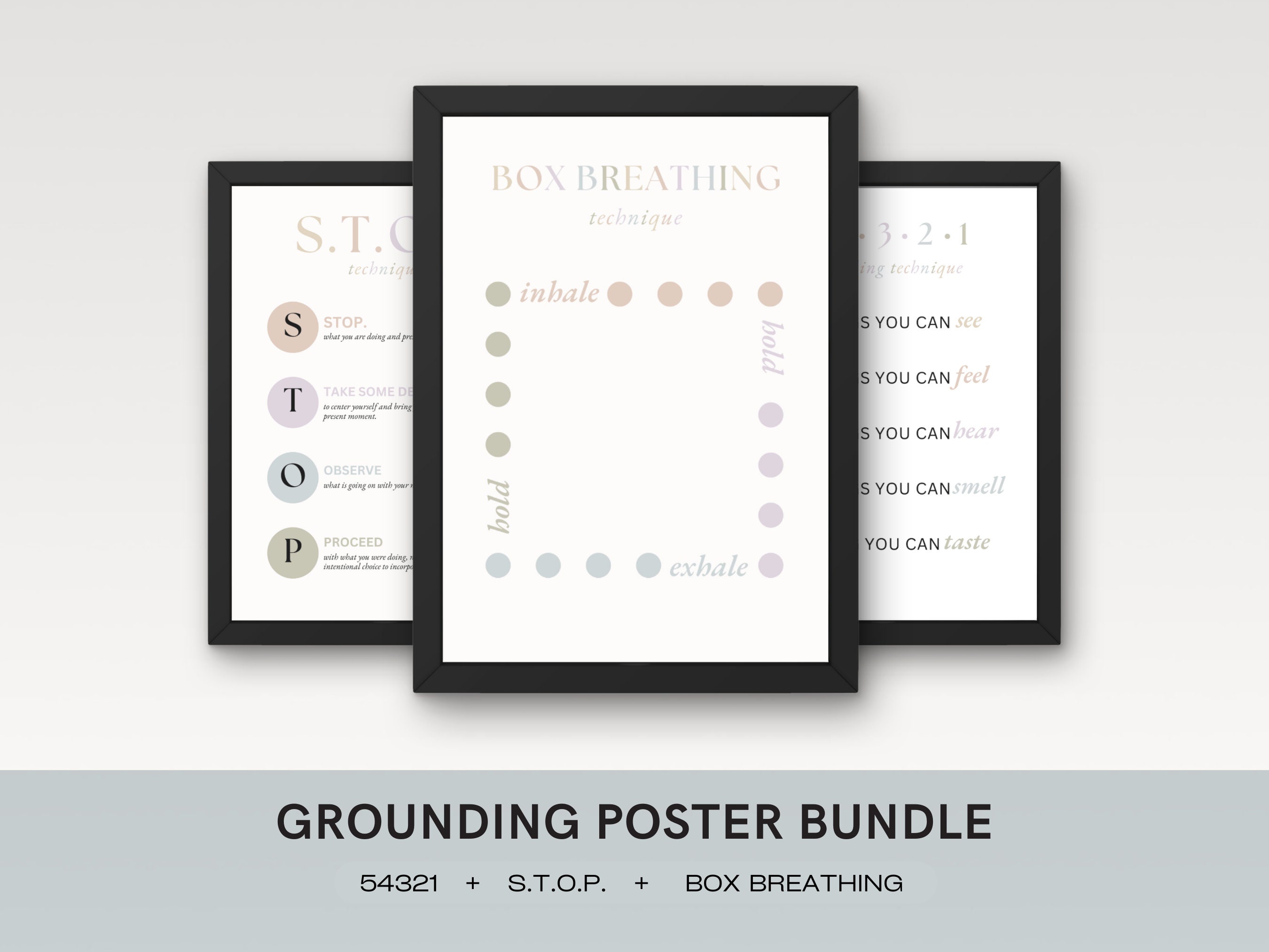 Grounding Technique Poster Bundle: Mindfulness Classroom Decor (digital ...