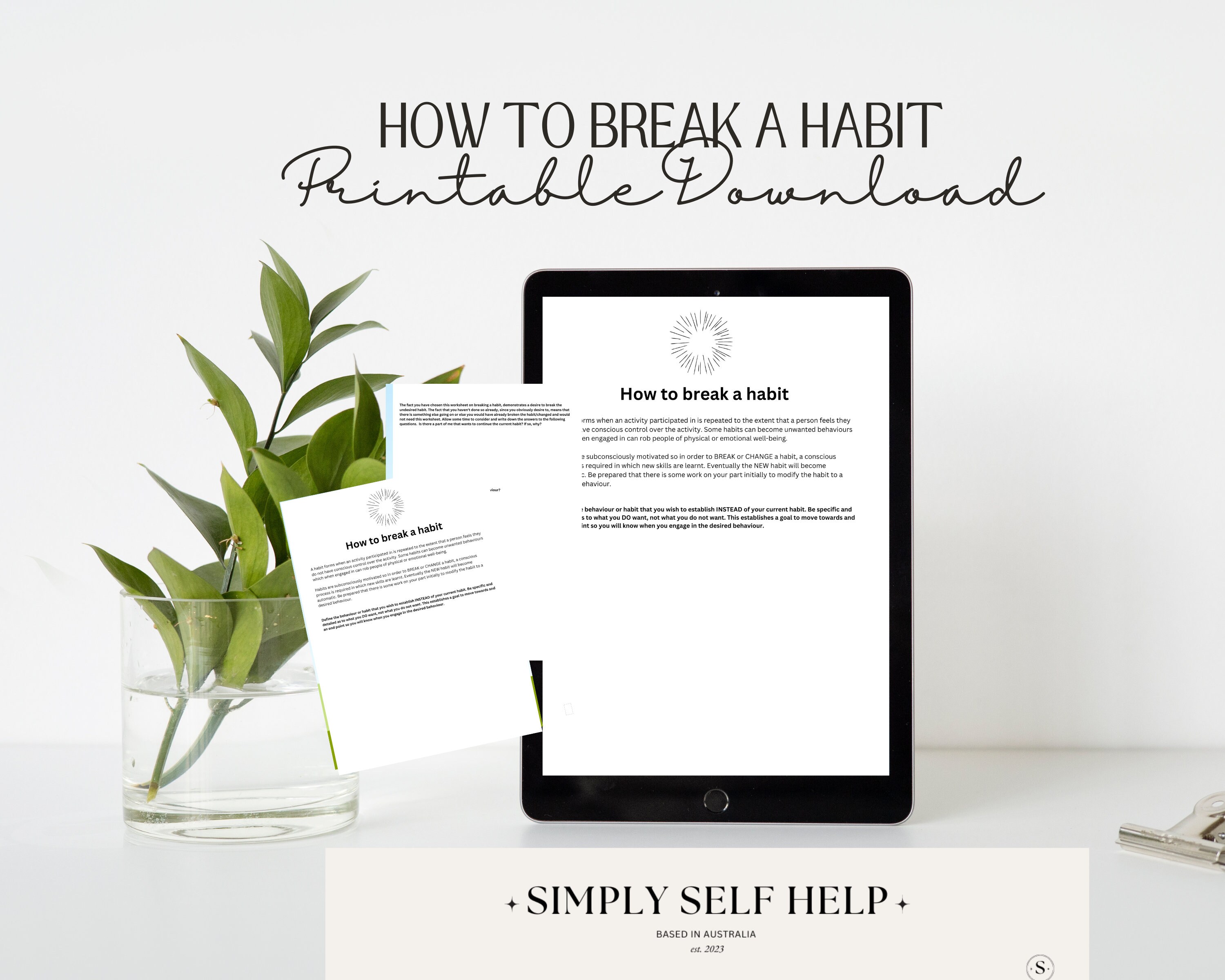How to Break a Habit/ Digital Download/ Mental Health Worksheet /life ...